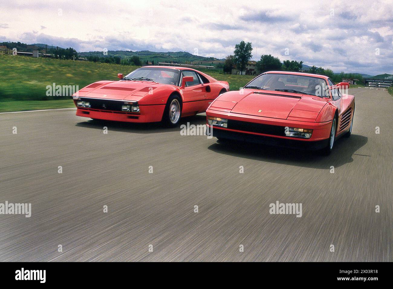 1985 Ferrari 288 GTO & Ferrari Testarossa at Fiorano test track ...