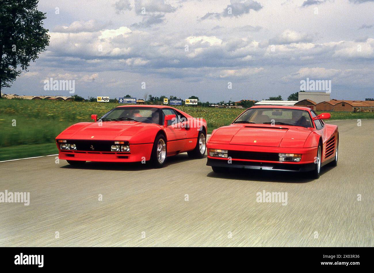 1985 Ferrari 288 GTO & Ferrari Testarossa at Fiorano test track ...