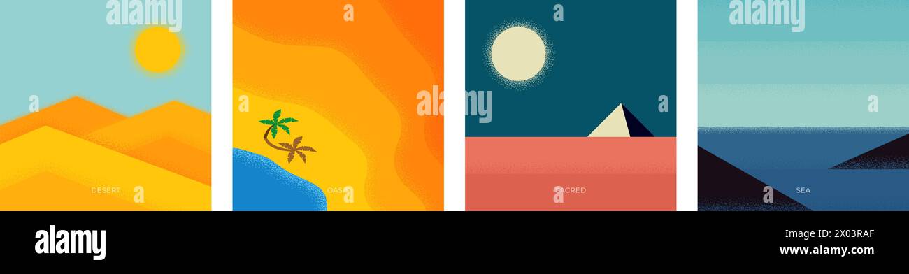 Abstract retro minimal summer travel square banner. Vintage print ...