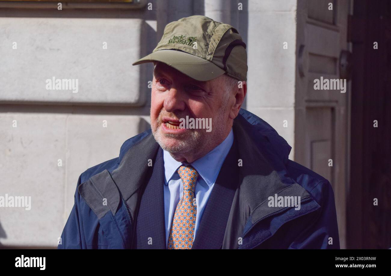 London, UK. 9th April 2024. Former subpostmaster Alan Bates gives a ...