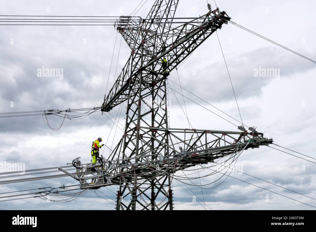 Electricity pylons in the substation hi-res stock photography and ...