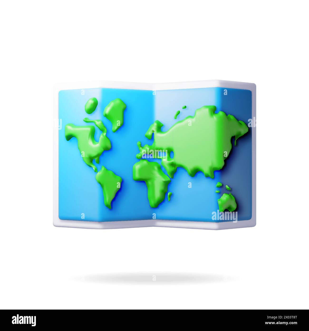 3D cartoon folded world map isolated on white Stock Vector Image & Art ...