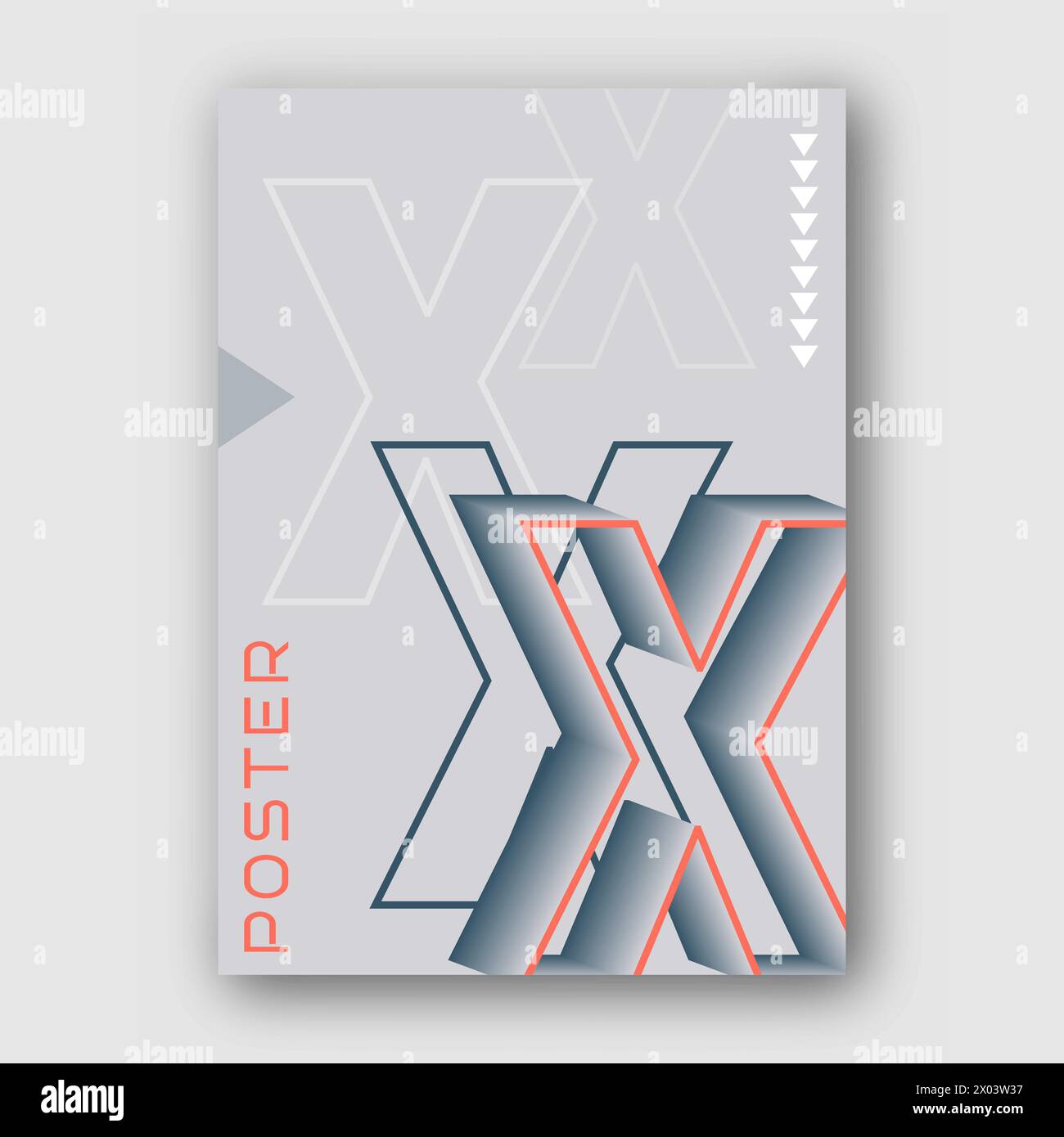 Stylized lowercase letter X. Template for poster, poster, cover ...