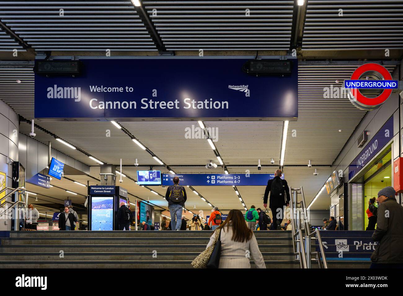 London, UK - March 25, 2024; Commuters at Cannon Street Station for ...