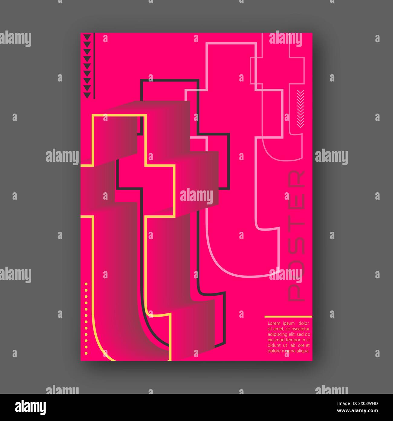 Stylized lowercase letter T. Template for poster, poster, cover ...
