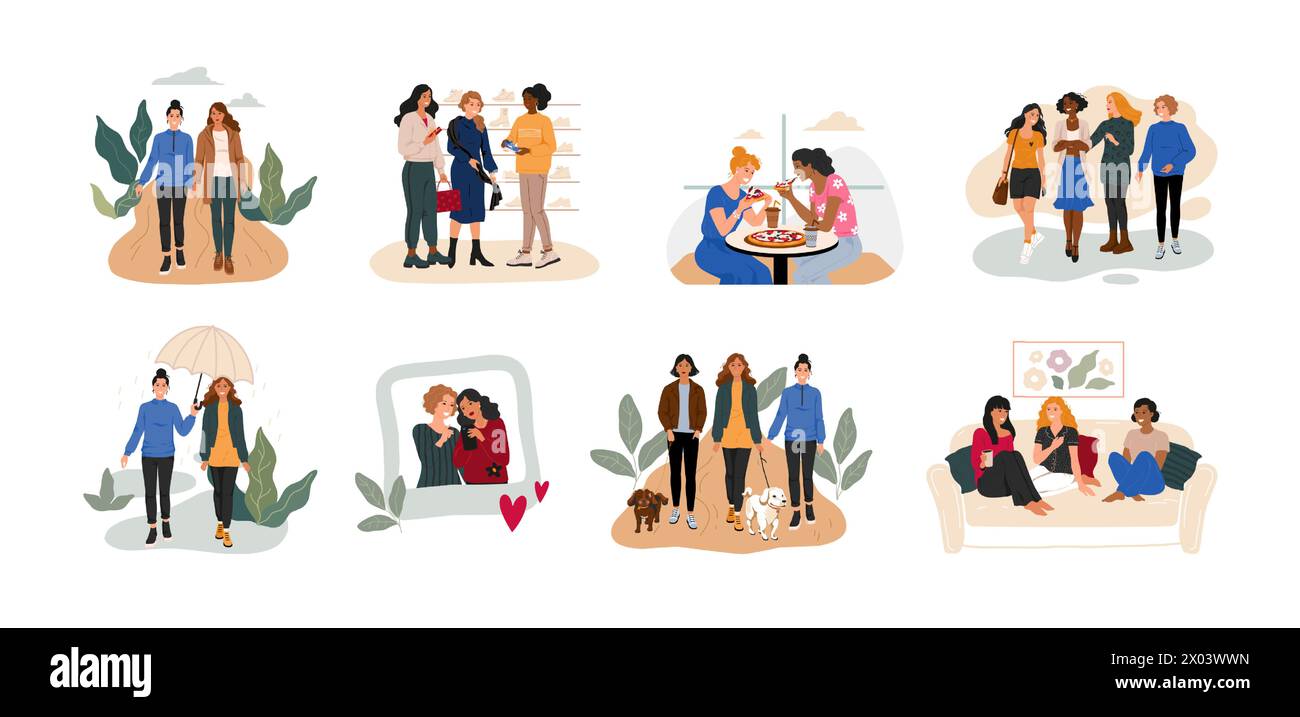 Woman friends. Female communication. People spend time together. Happy ...