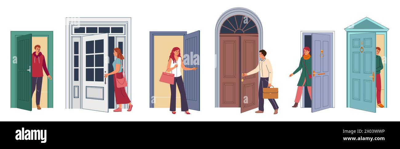 People wait outside building Stock Vector Images - Alamy