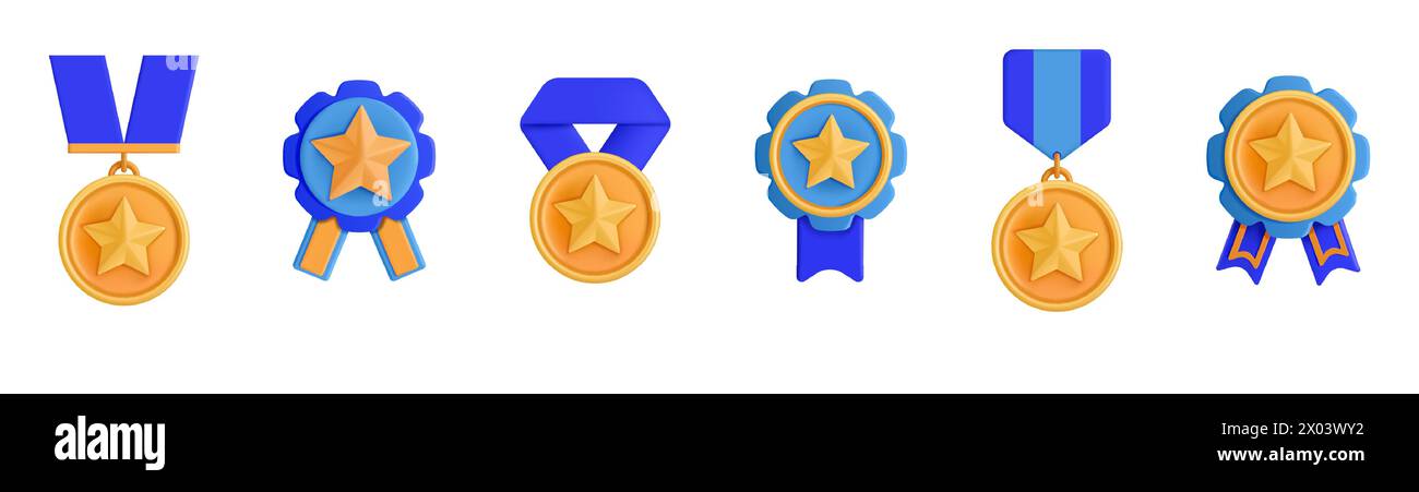 3D award icon. Winner medal. Quality guarantee. Gold star. Championship ...