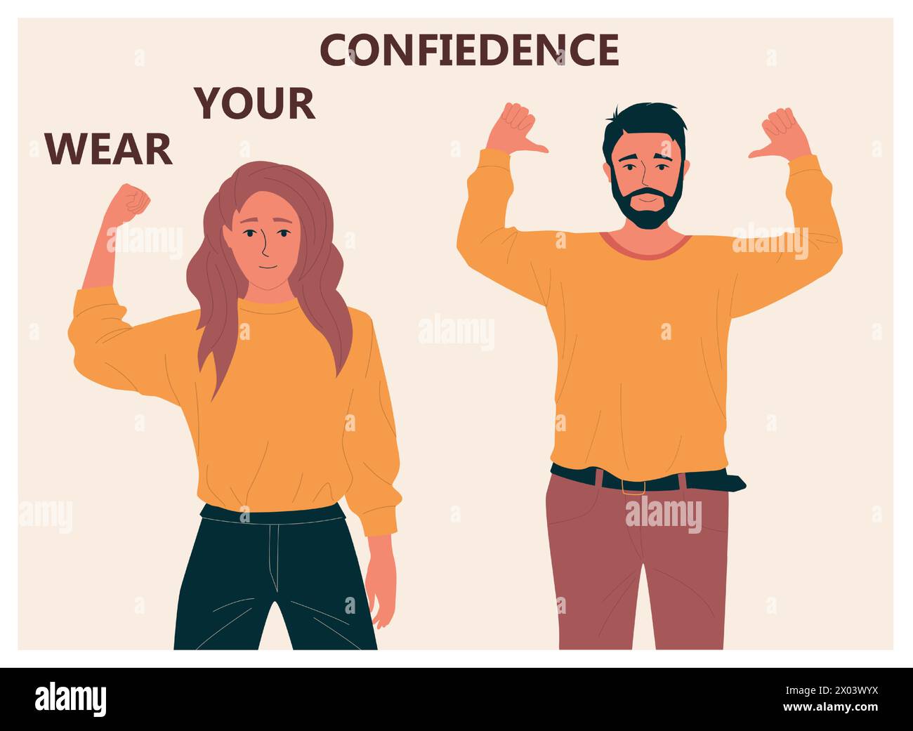 Confident people. Successful man and woman. Happy business workers with ...