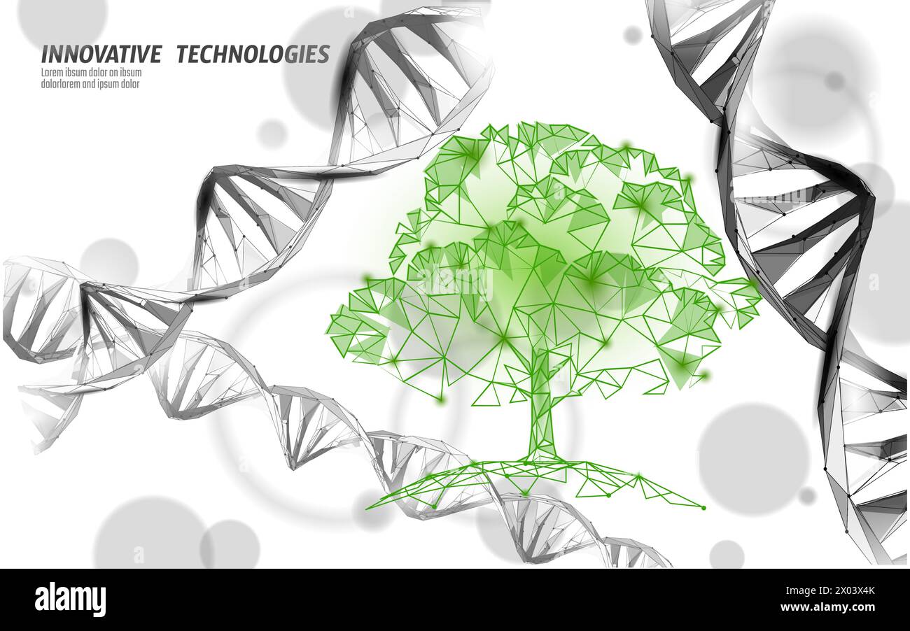 Plant tree biotechnology abstract concept. 3D render seedling tree ...