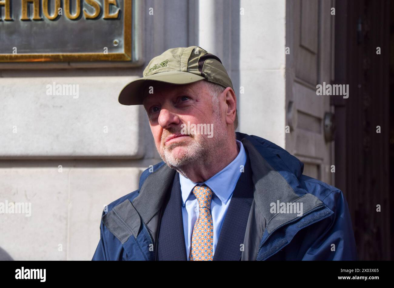 London, UK. 9th April 2024. Former subpostmaster Alan Bates gives a ...
