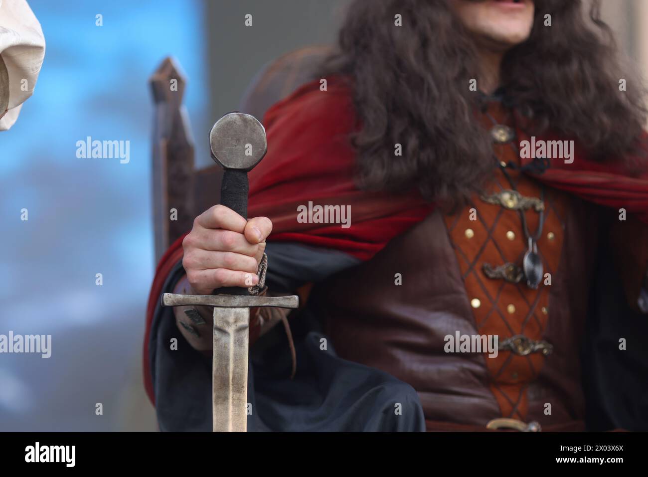 Sword and clothes of an actor impersonating Vlad Tepes (Dracula) during ...