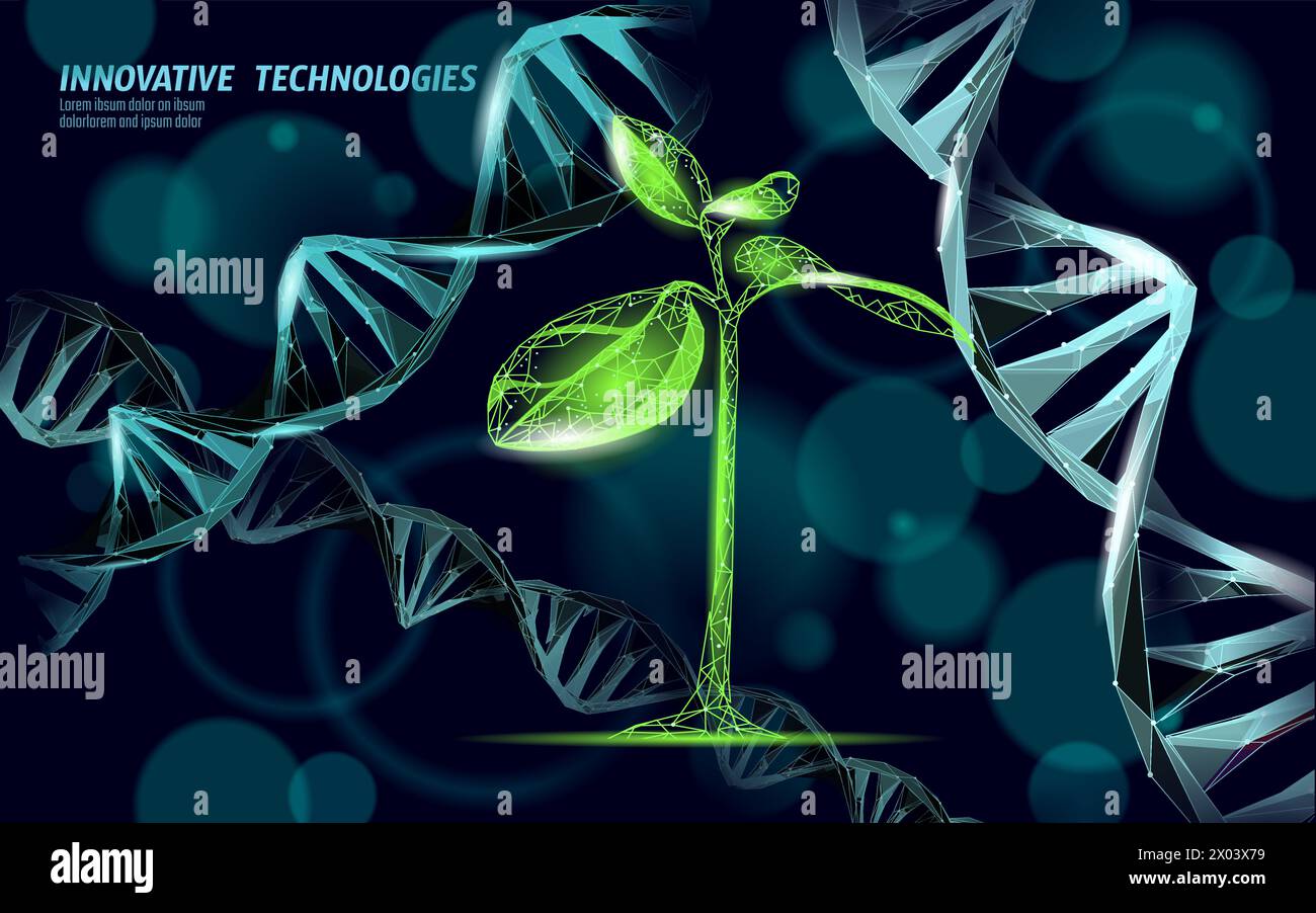 Plant leaf biotechnology abstract concept. 3D render seedling tree ...