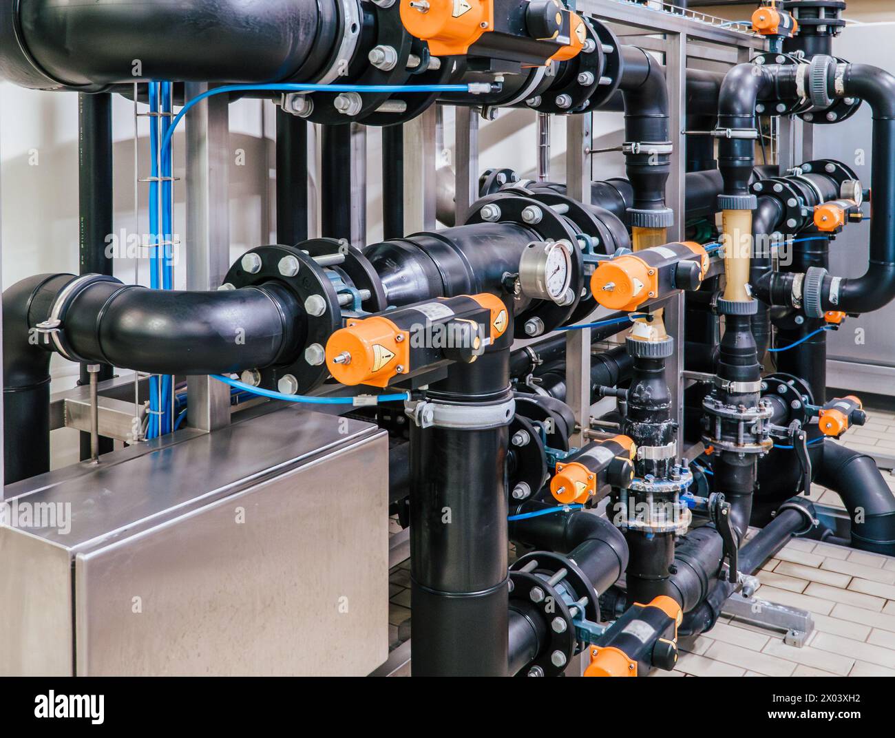 Complex Network of Industrial Water Pipes and Valves Stock Photo - Alamy