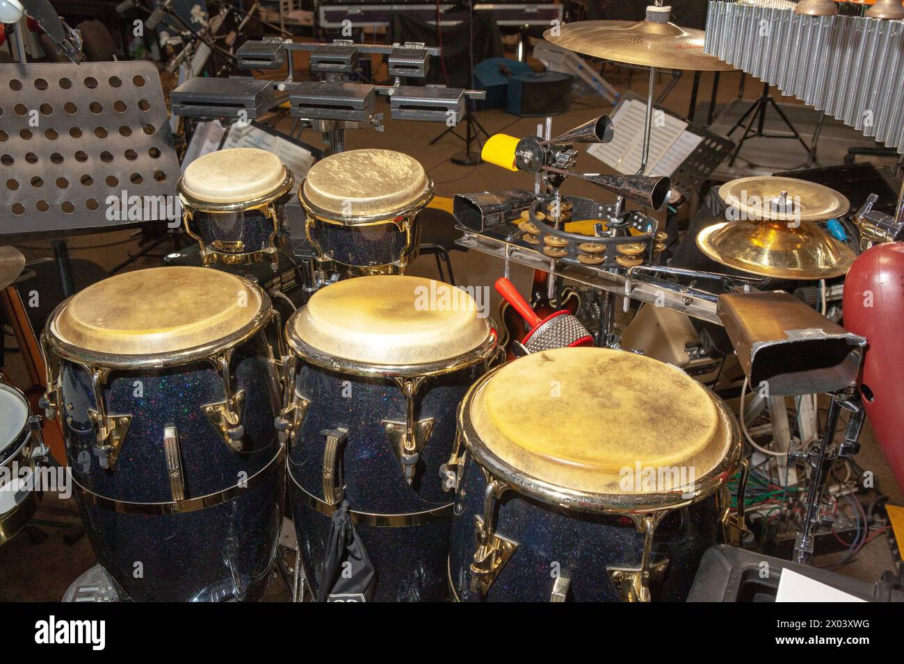 musical instruments, drums, bells, guitar, orchestra Stock Photo - Alamy