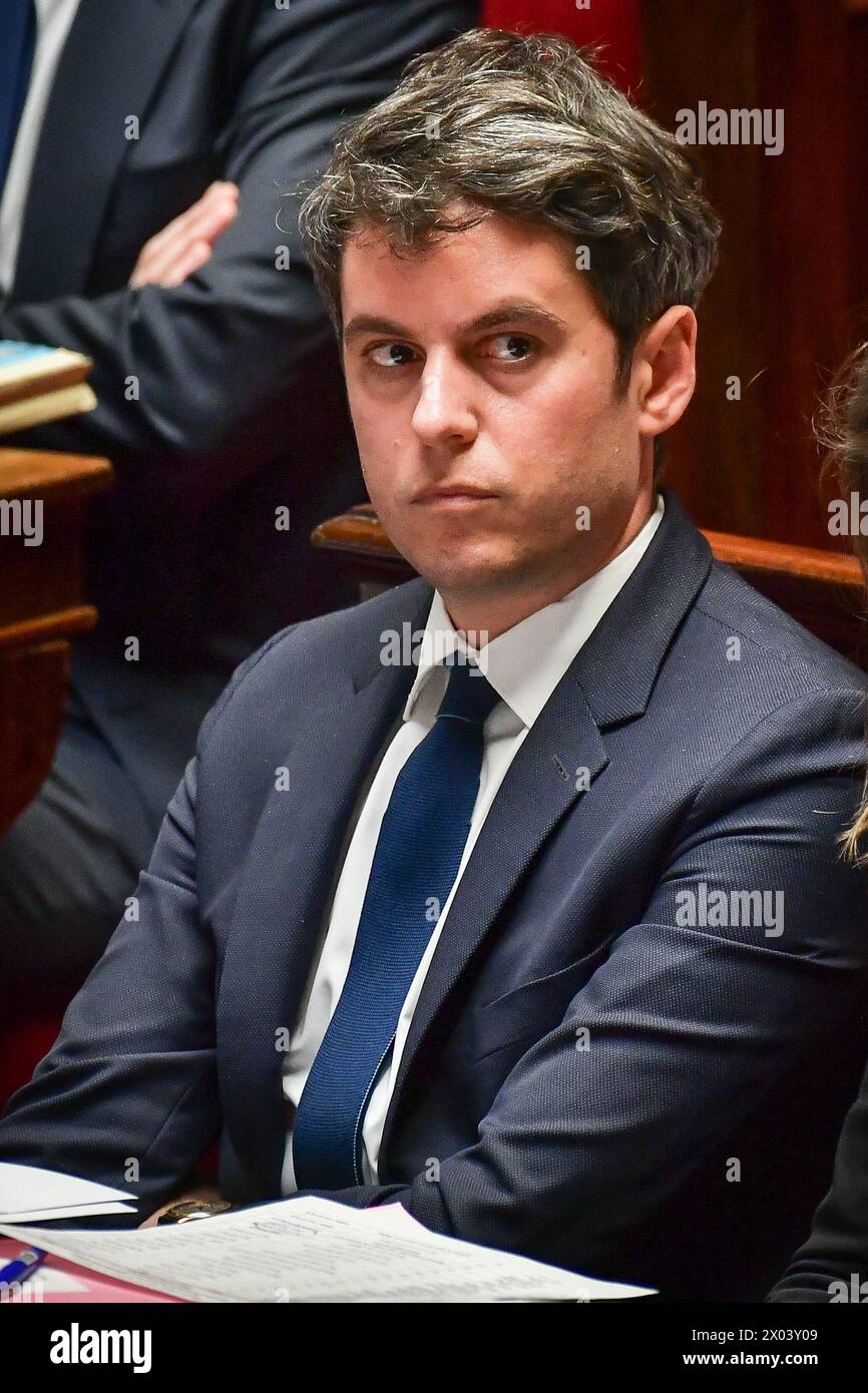 French Prime Minister Gabriel Attal looks on during a session of ...
