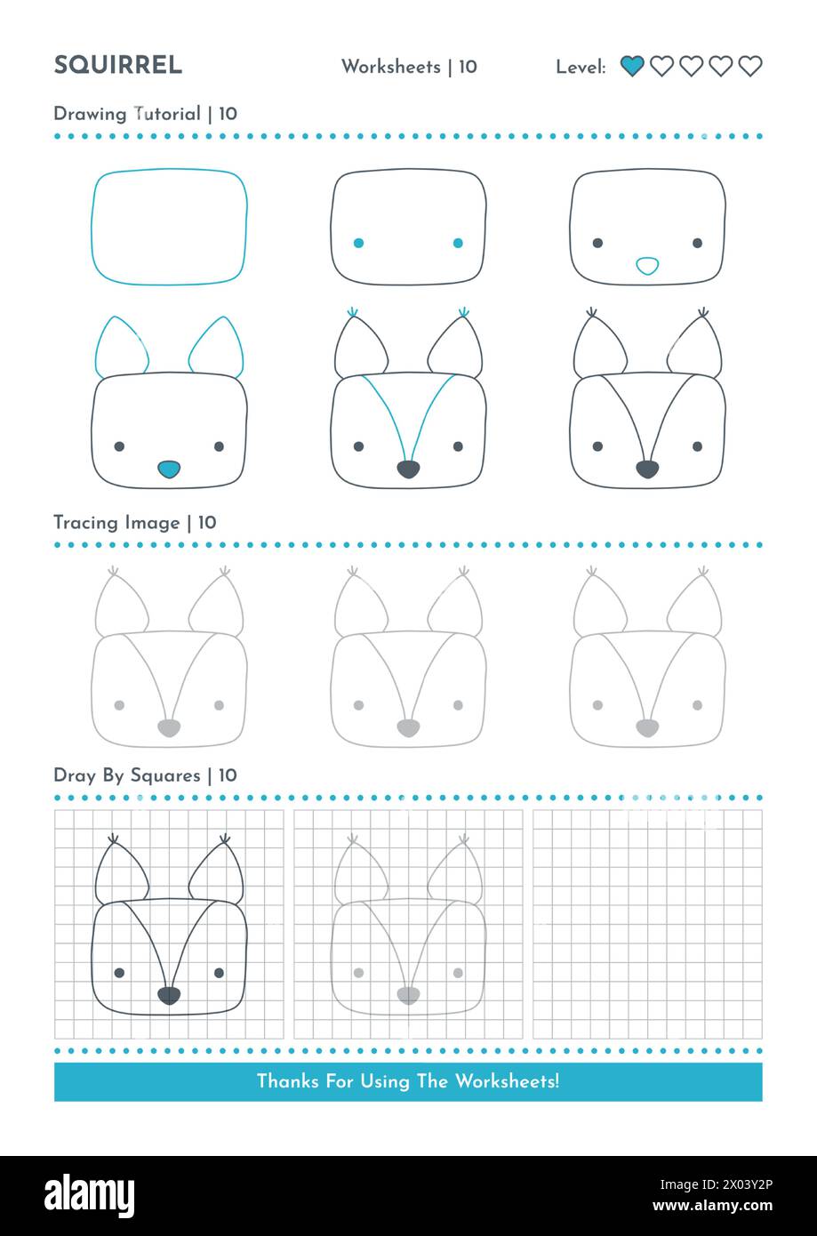How to Draw Doodle Squirrel, Cartoon Character Step by Step Drawing ...