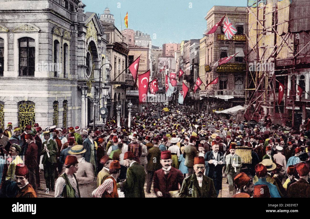 Constantinople Turkey, Place de Karakeui, street scene, approx 1910s ...