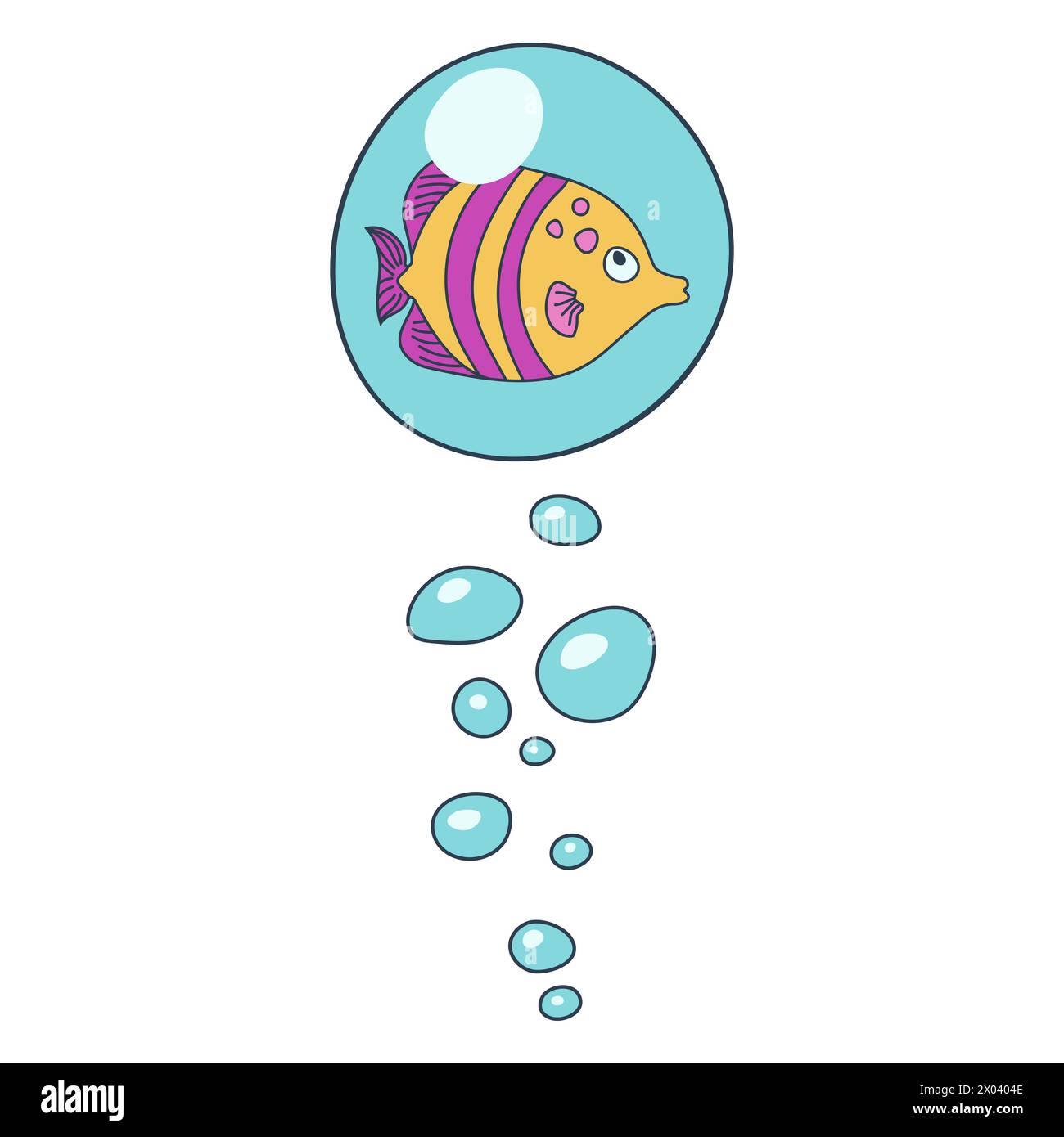 Pink tropical fish swimming underwater inside blue water bubble vector ...