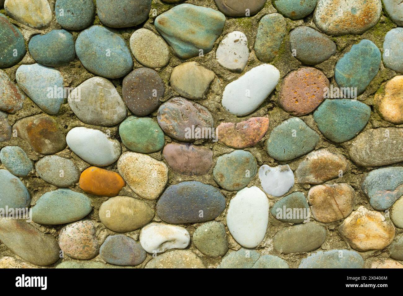 Path in the park made of stones. Backgrounds and textures. Round stones ...