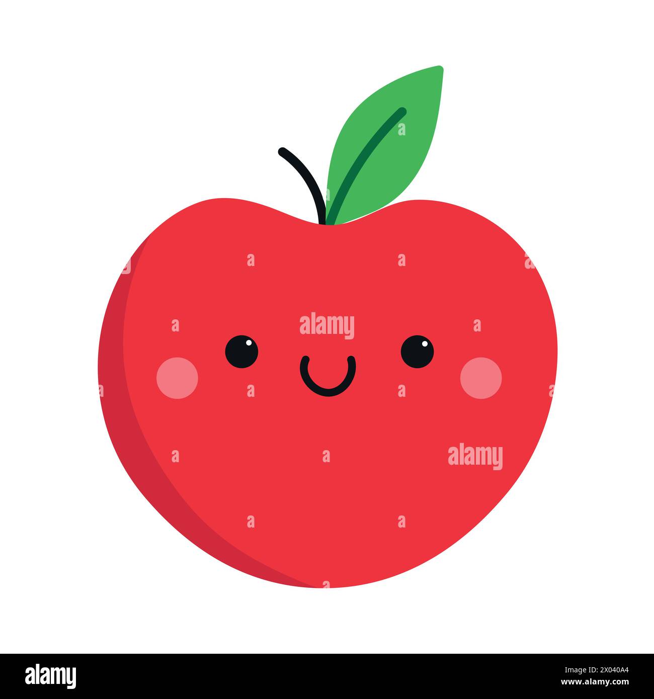 Cute cartoon smiling apple character. Childish style. Fruit icon ...