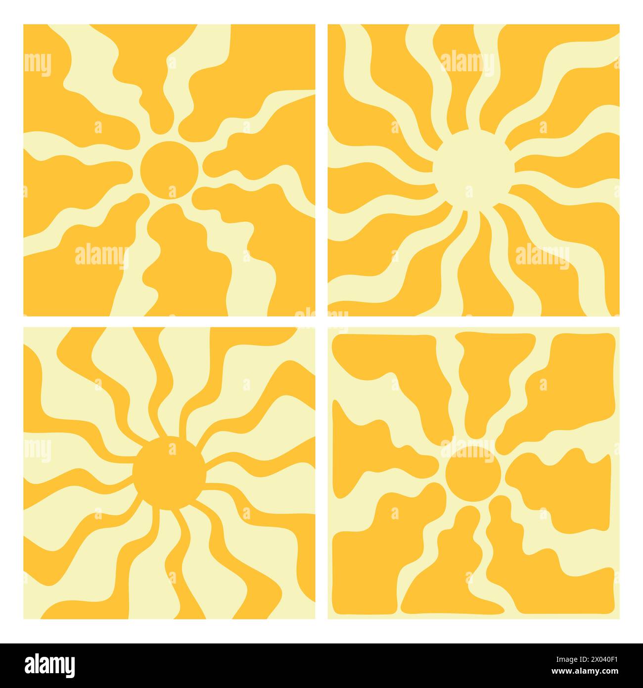 Groovy retro backgrounds with sun and sunbeams. Groovy doodle sunburst ...