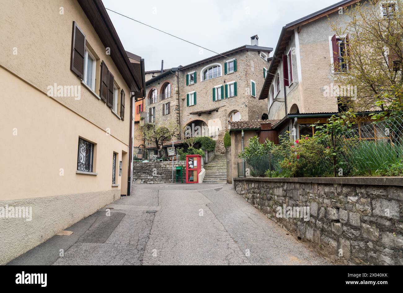 View of the Breganzona district in the municipality of Lugano, in the ...