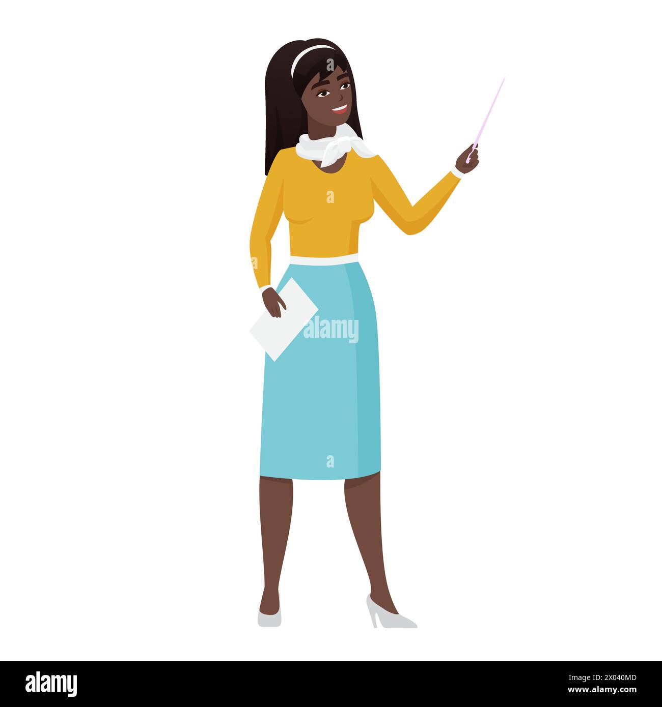 Teacher holding pointer to show and explain to students in class, woman ...