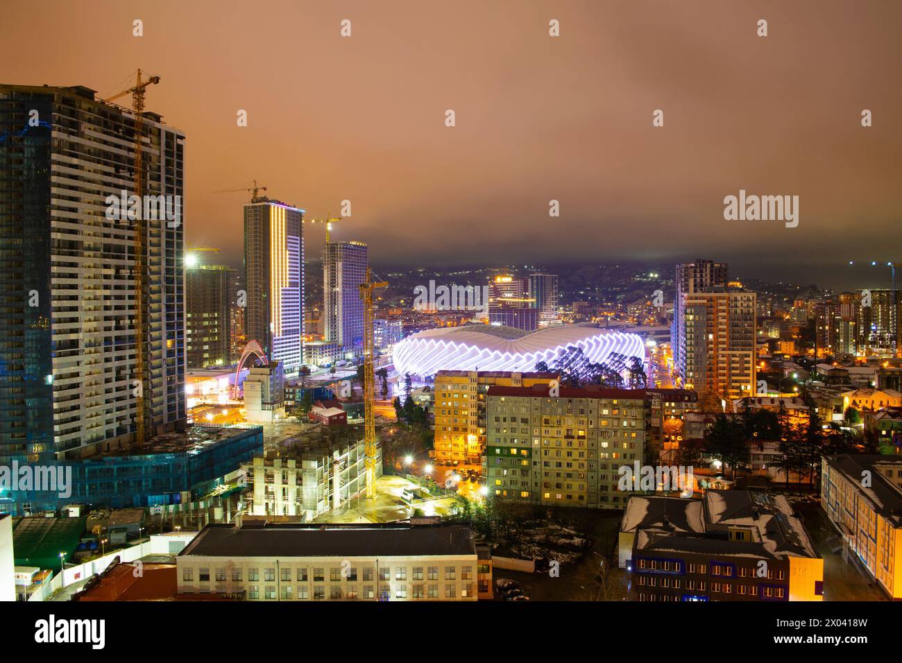 March 13, 2022. Night view of the city of Batumi, Georgia. Batumi ...