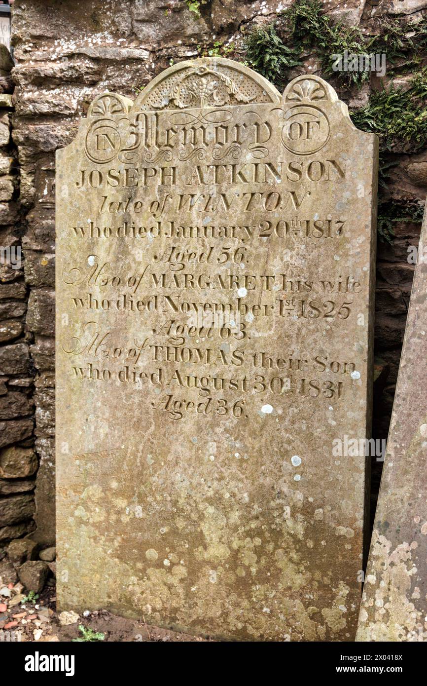 Georgian gravestone at St. Stephen's Church, Kirkby Stephen Stock Photo ...