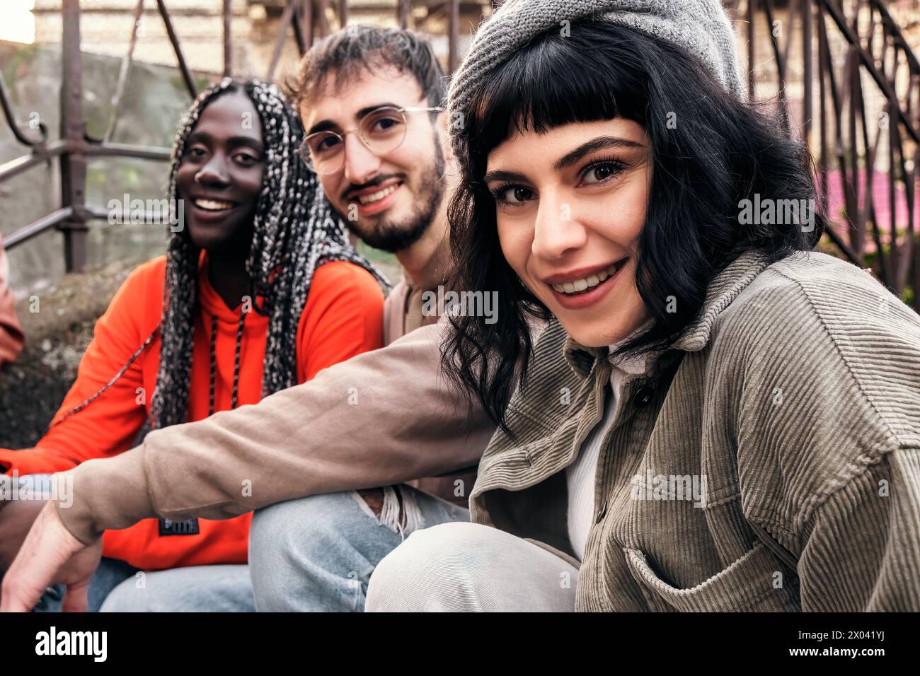 Group joyous multiethnic people hi-res stock photography and images - Alamy