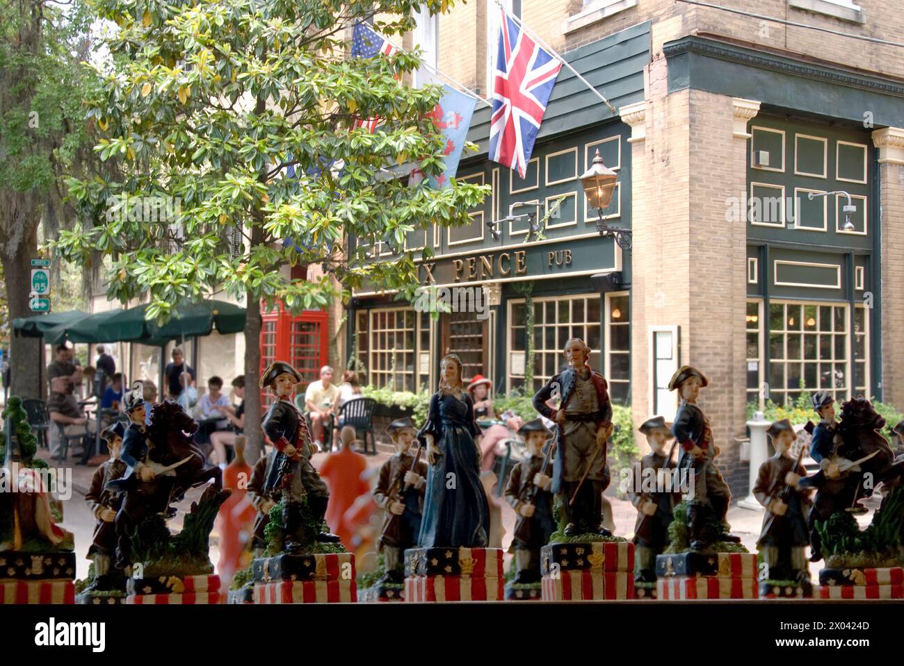 George Washington era chess set pieces in foreground of antique store ...