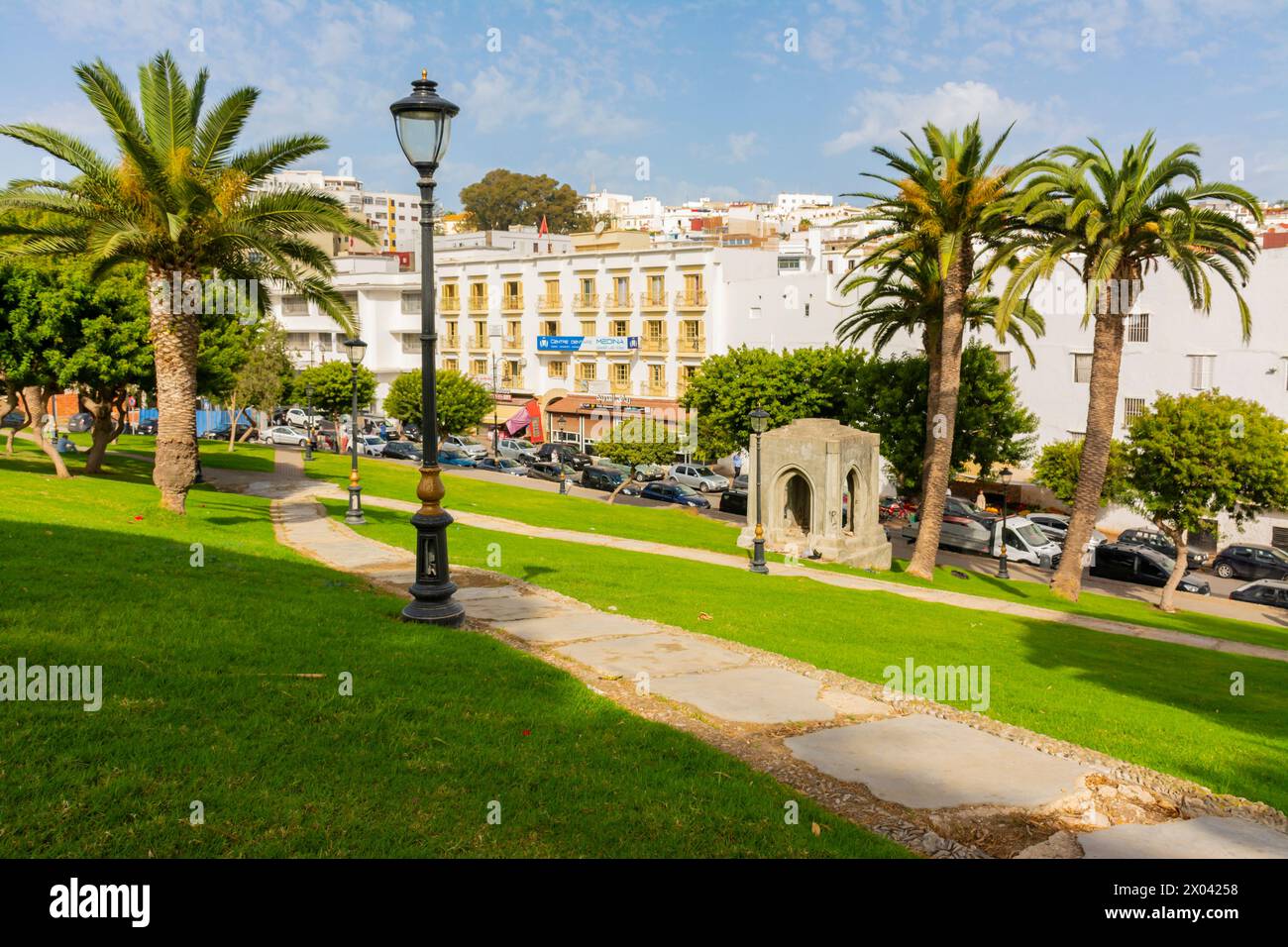 Tangier, Morocco. October 16th, 2022 - Mendoub Park next to the large ...