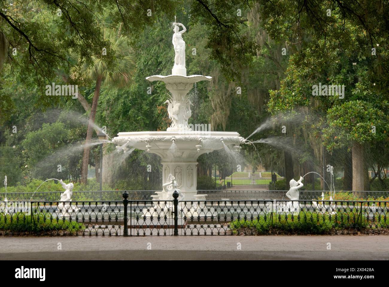Forsyth Park fountain - built 1858, Savannah, Georgia Stock Photo - Alamy