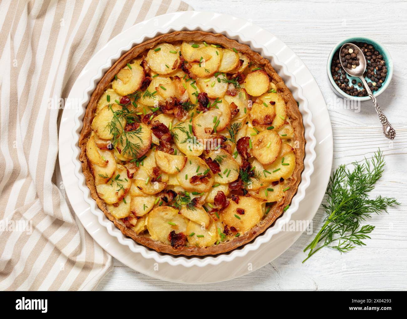 Irish potato pie of crispy crust layered with potatoes, bacon and onion ...