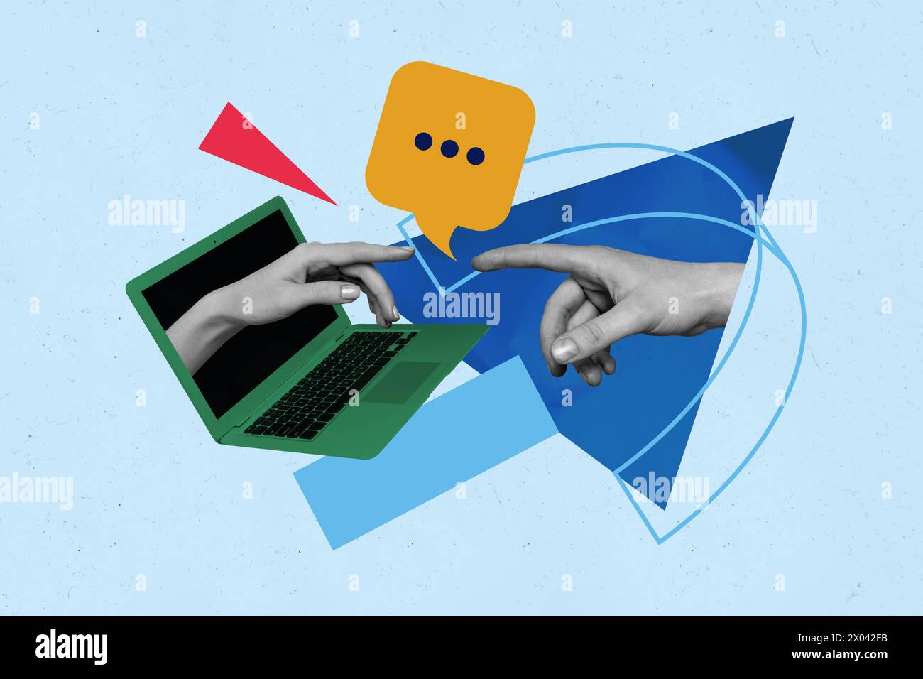 Composite collage picture image of online receive message device ...