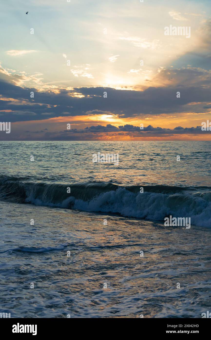 Beautiful sunset over the sea. Seascape. Marine background. Nature ...
