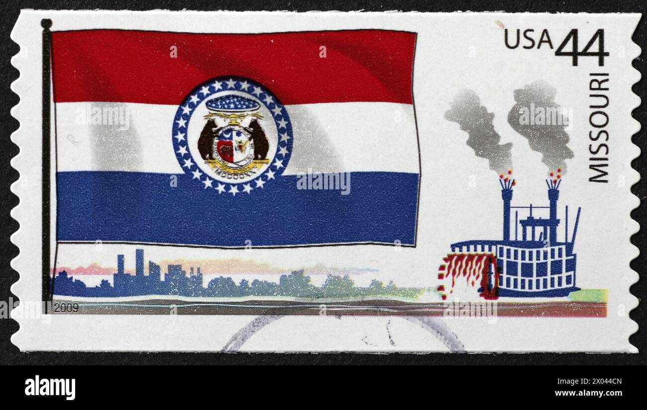 Flag of Missouri state on US postage stamp Stock Photo - Alamy
