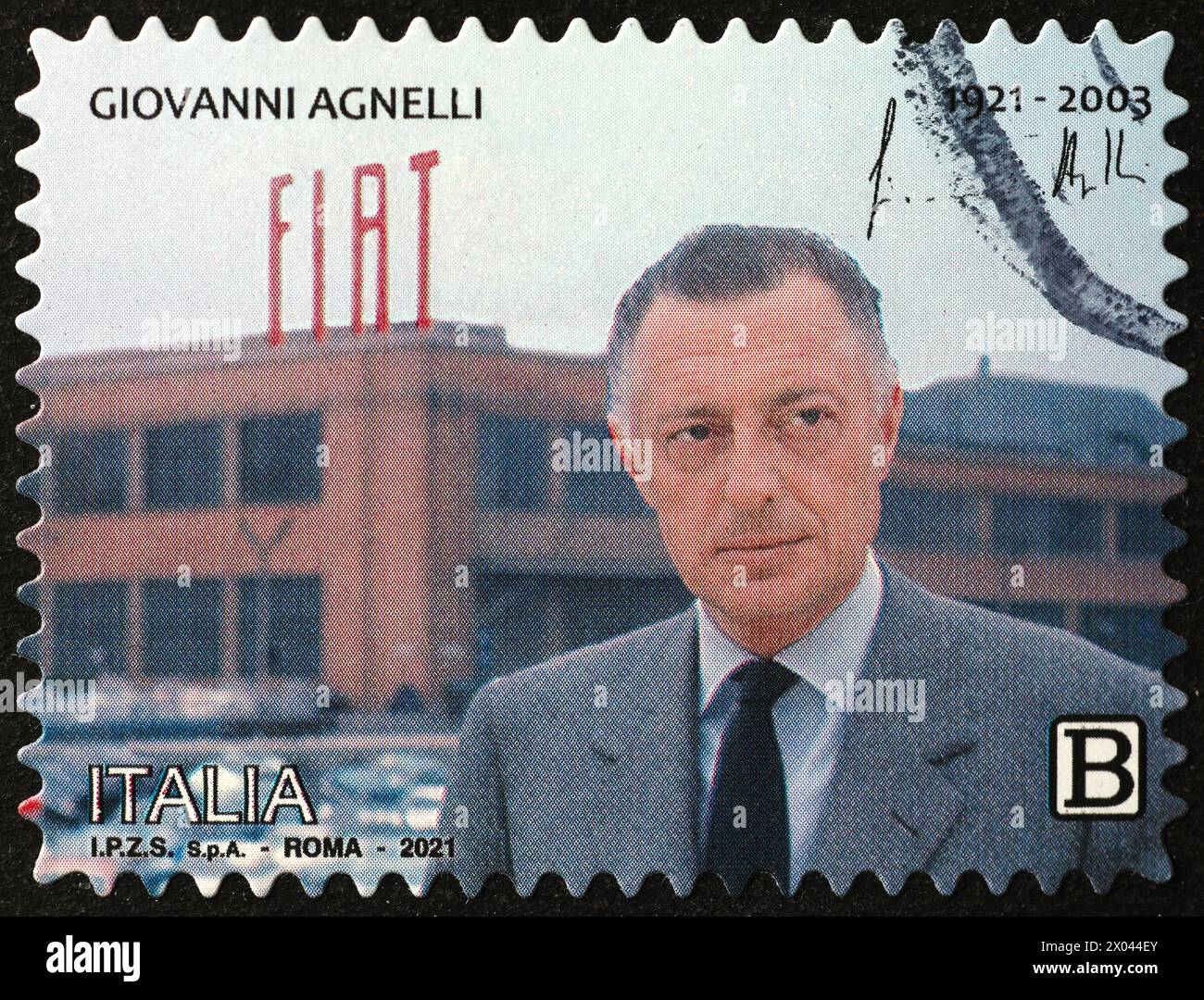 Giovanni Agnelli portrait on italian postage stamp Stock Photo - Alamy