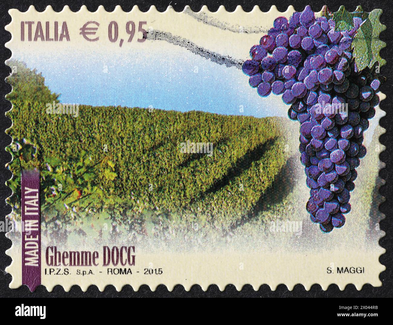 Italian wine Ghemme celebrated on stamp Stock Photo - Alamy
