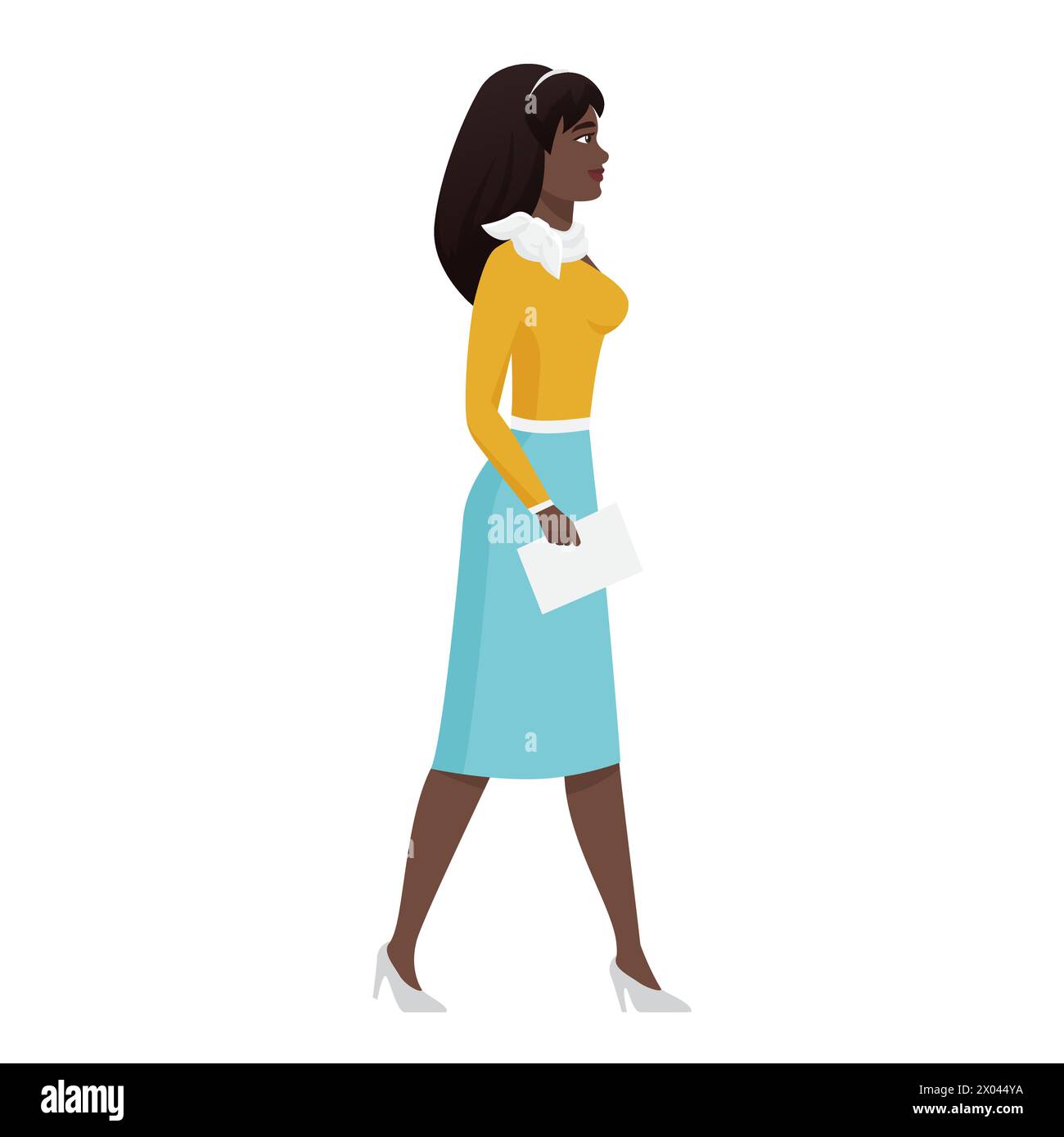Business lady or teacher, office secretary or manager walking vector ...