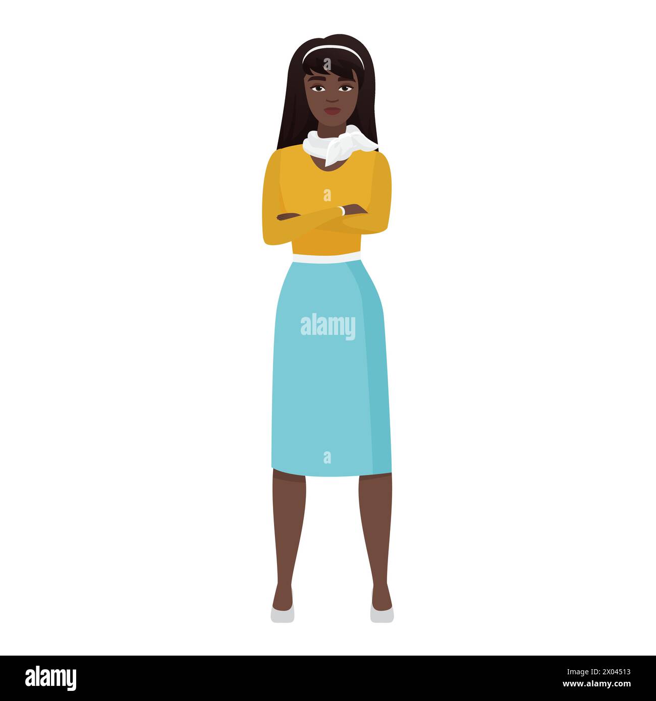 Business lady or teacher standing with arms crossed on chest vector ...