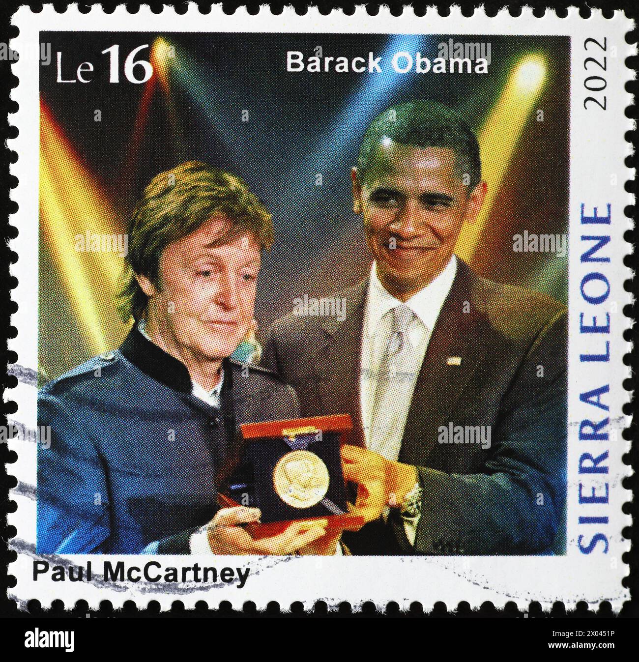 Paul McCartney and Barack Obama on postage stamp Stock Photo - Alamy