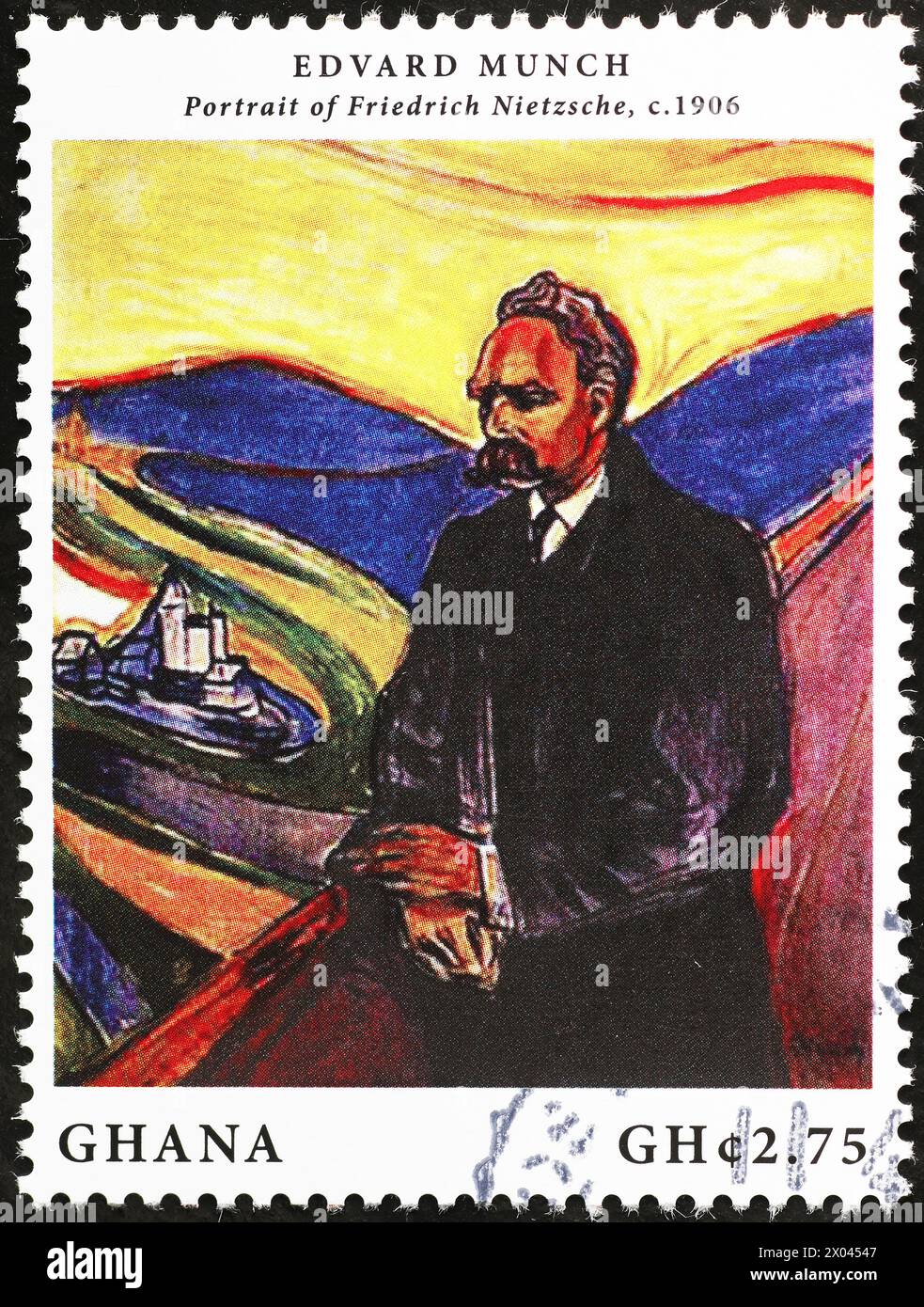 Portrait of Nietzsche by Edvard Munch on postage stamp Stock Photo - Alamy