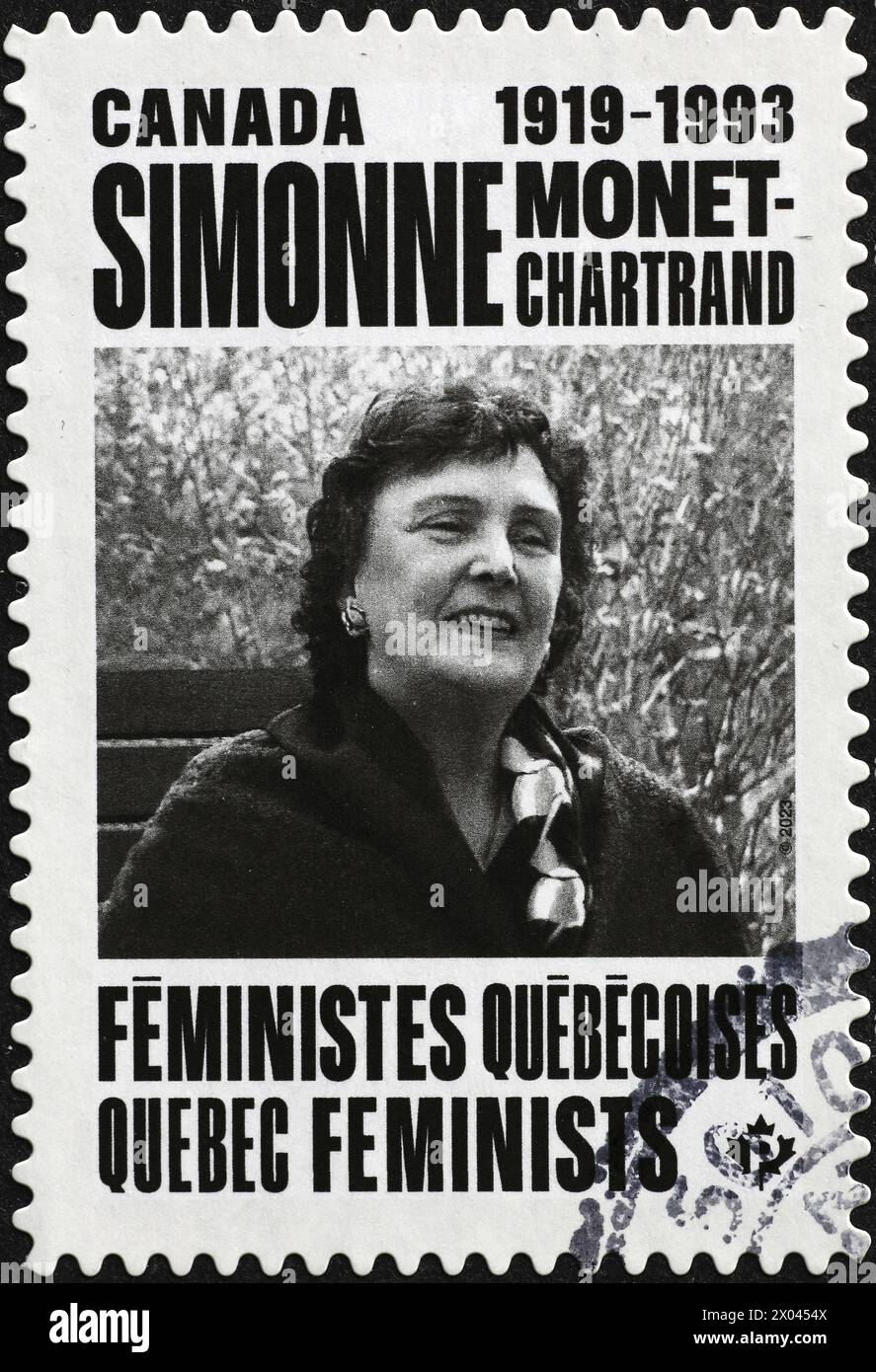 Quebec feminist Simonne Monet-Chartrand on canadian stamp Stock Photo ...