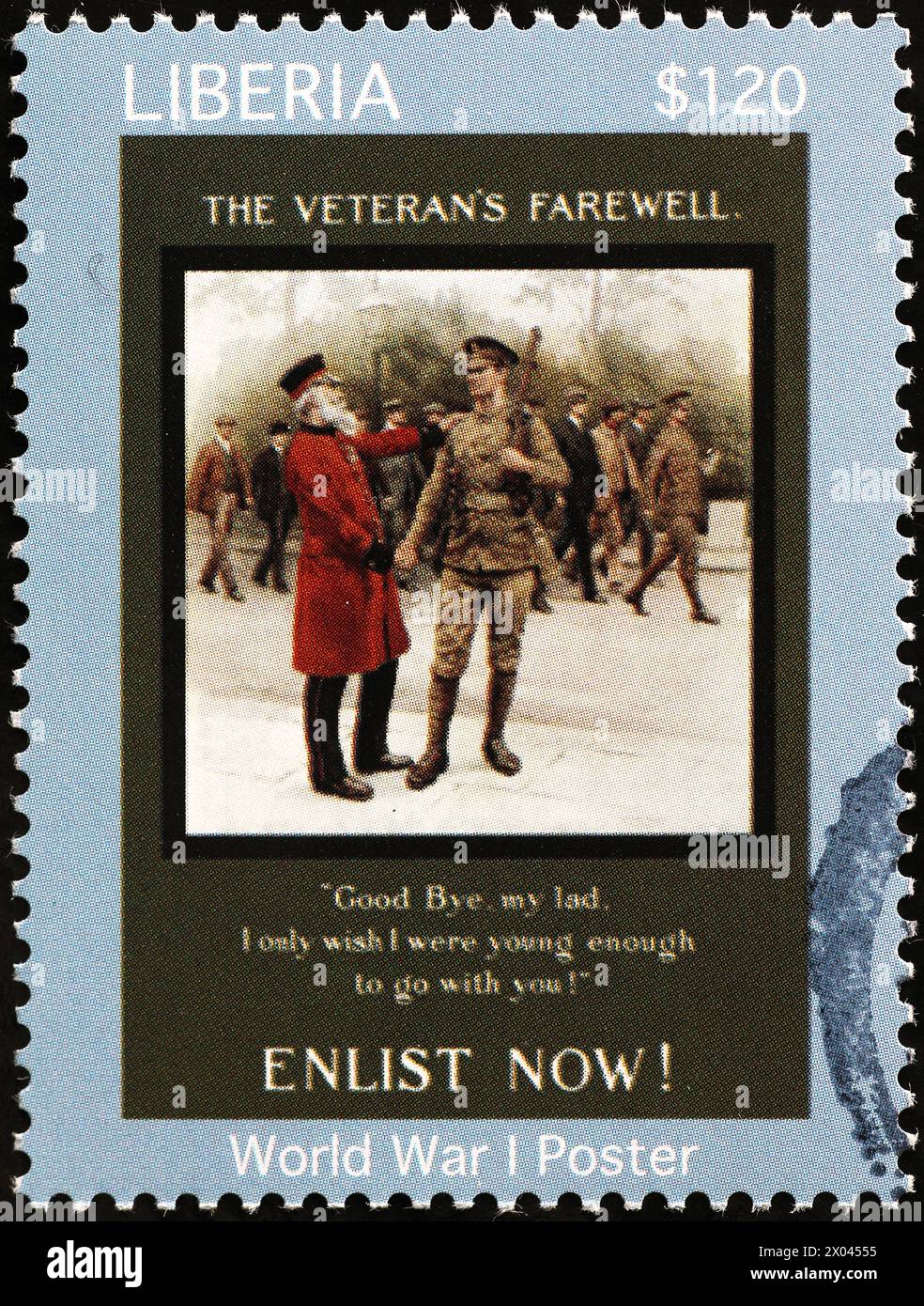 Recruiting poster for World war I on postage stamp Stock Photo - Alamy