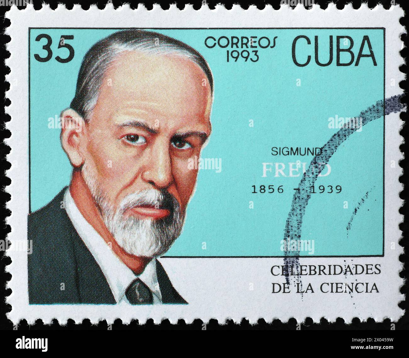Sigmund Freud portrait on cuban postage stamp Stock Photo - Alamy