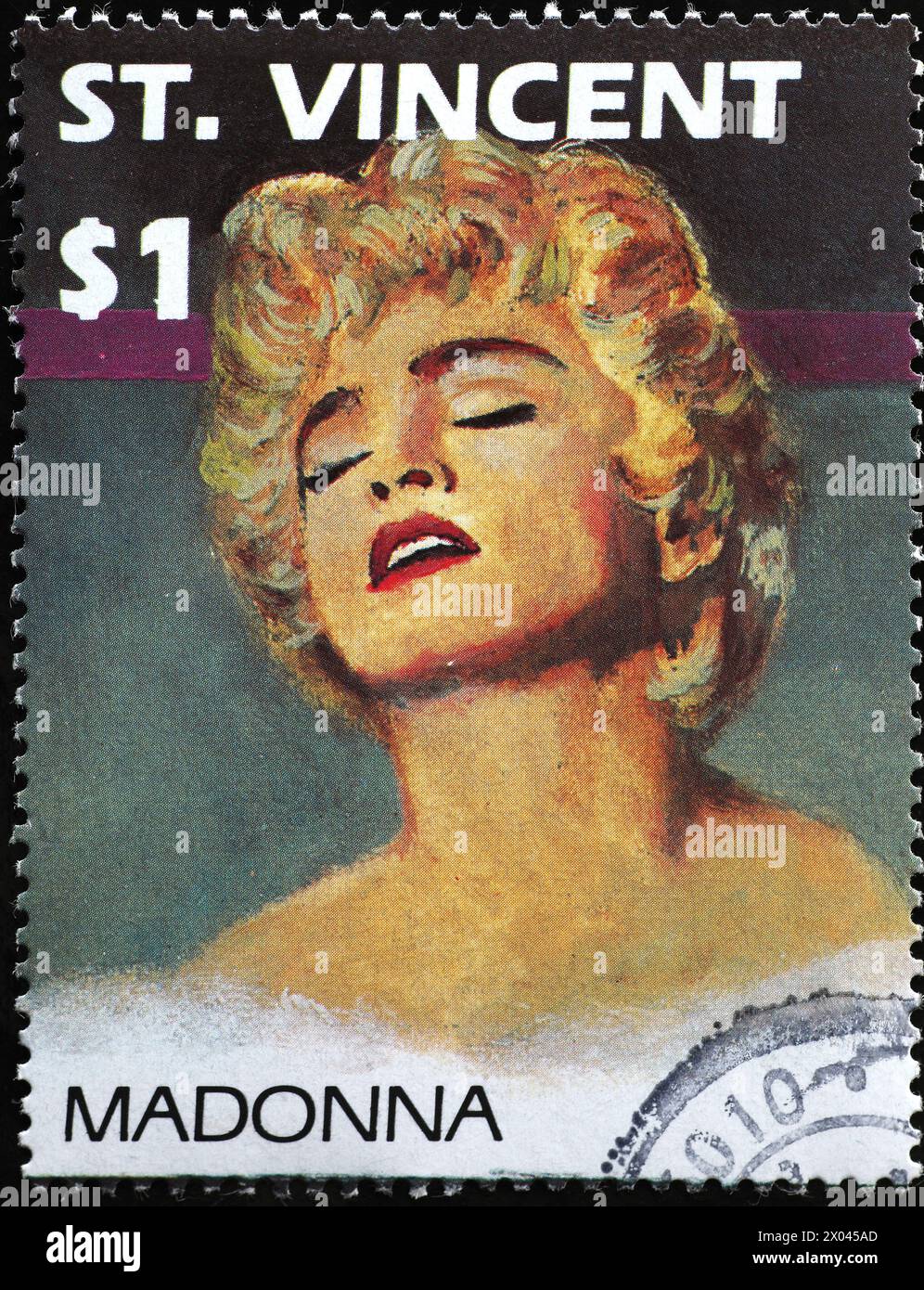 Singer Madonna on stamp of Saint Vincent Stock Photo - Alamy