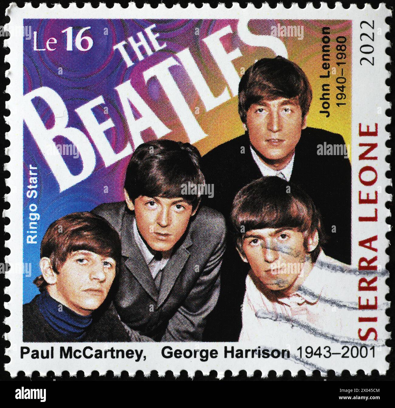 The Beatles on a square postage stamp Stock Photo - Alamy