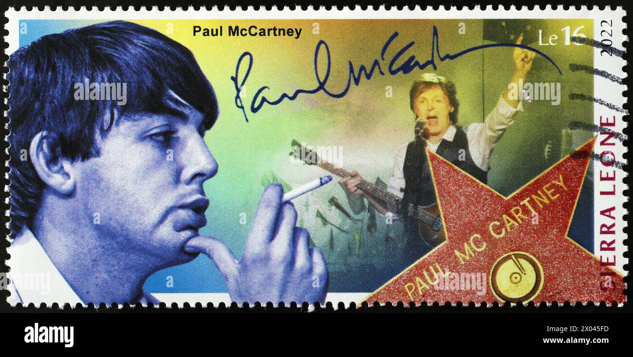 Two portraits of Paul McCartney on postage stamp Stock Photo - Alamy